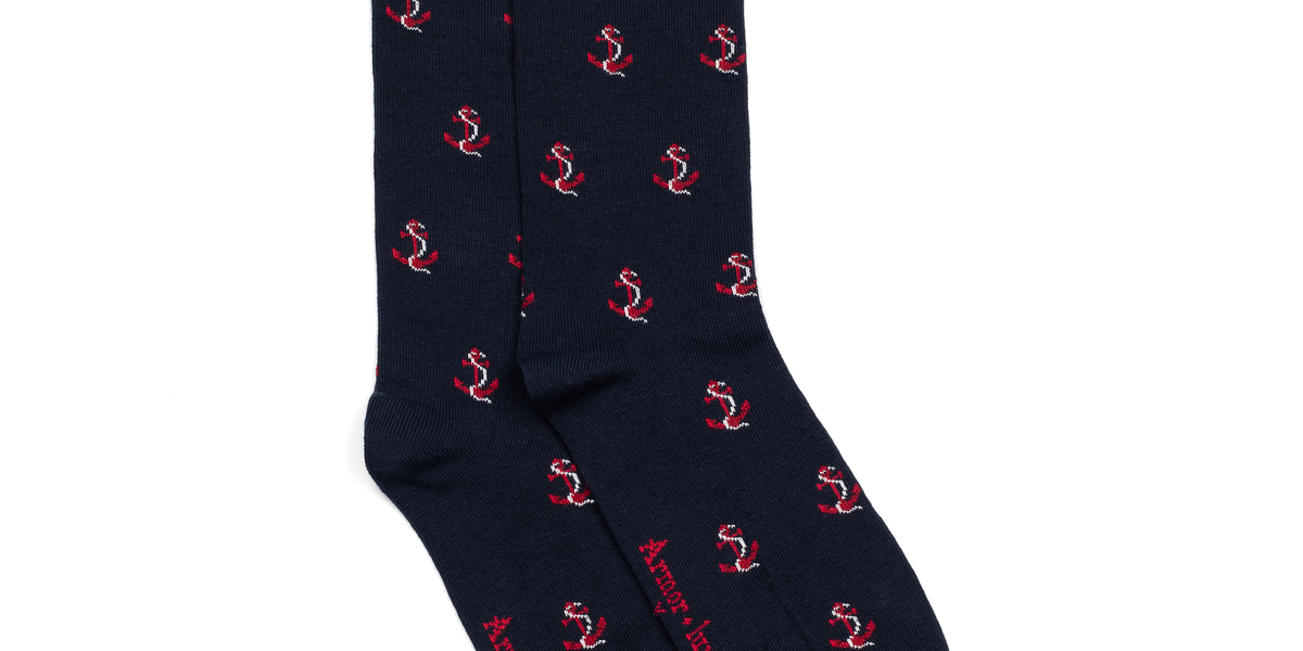 Our men's socks navy anchors - Armor-Lux x Maison Broussaud